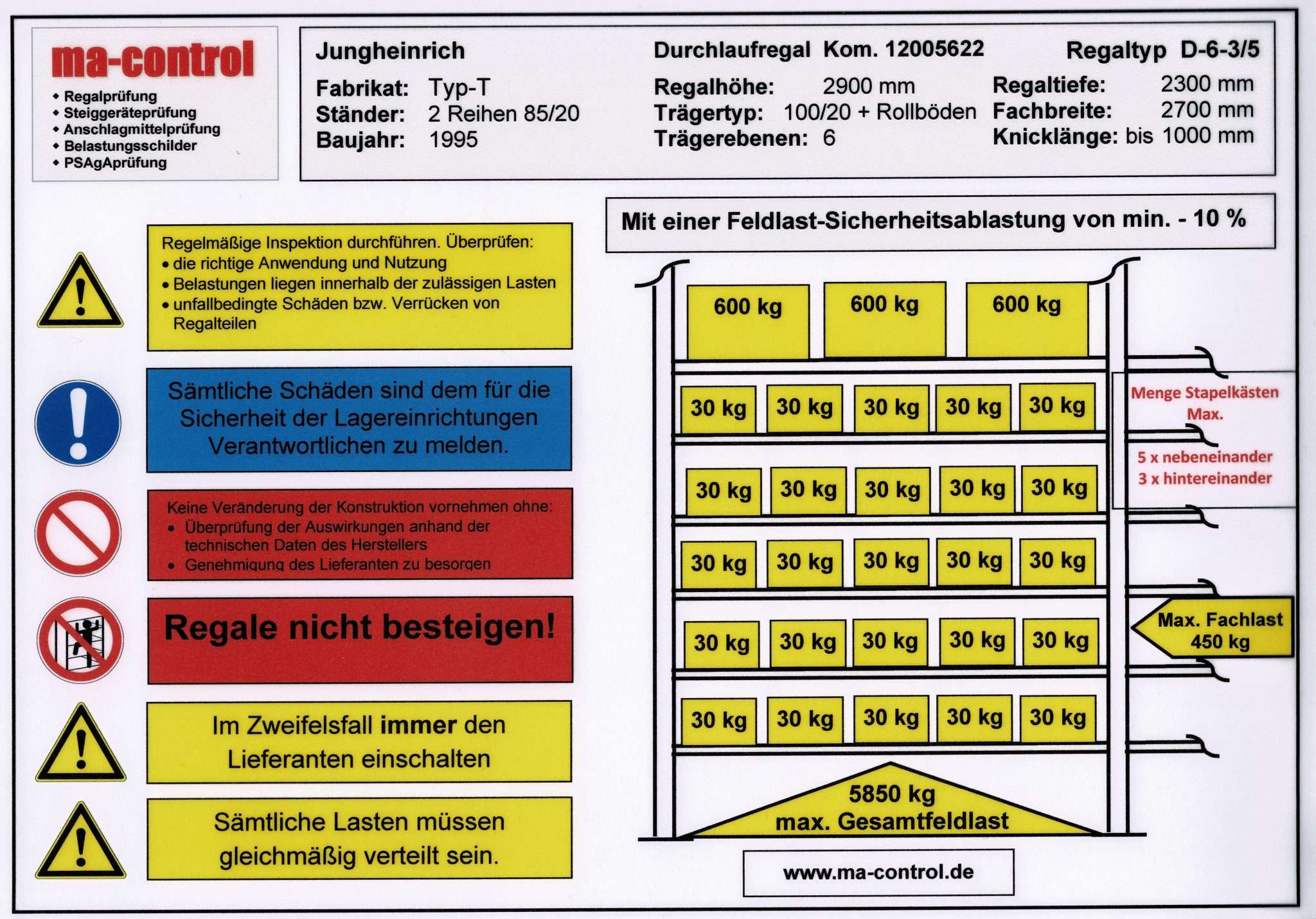 Belastungsschilder - regalpruefer24