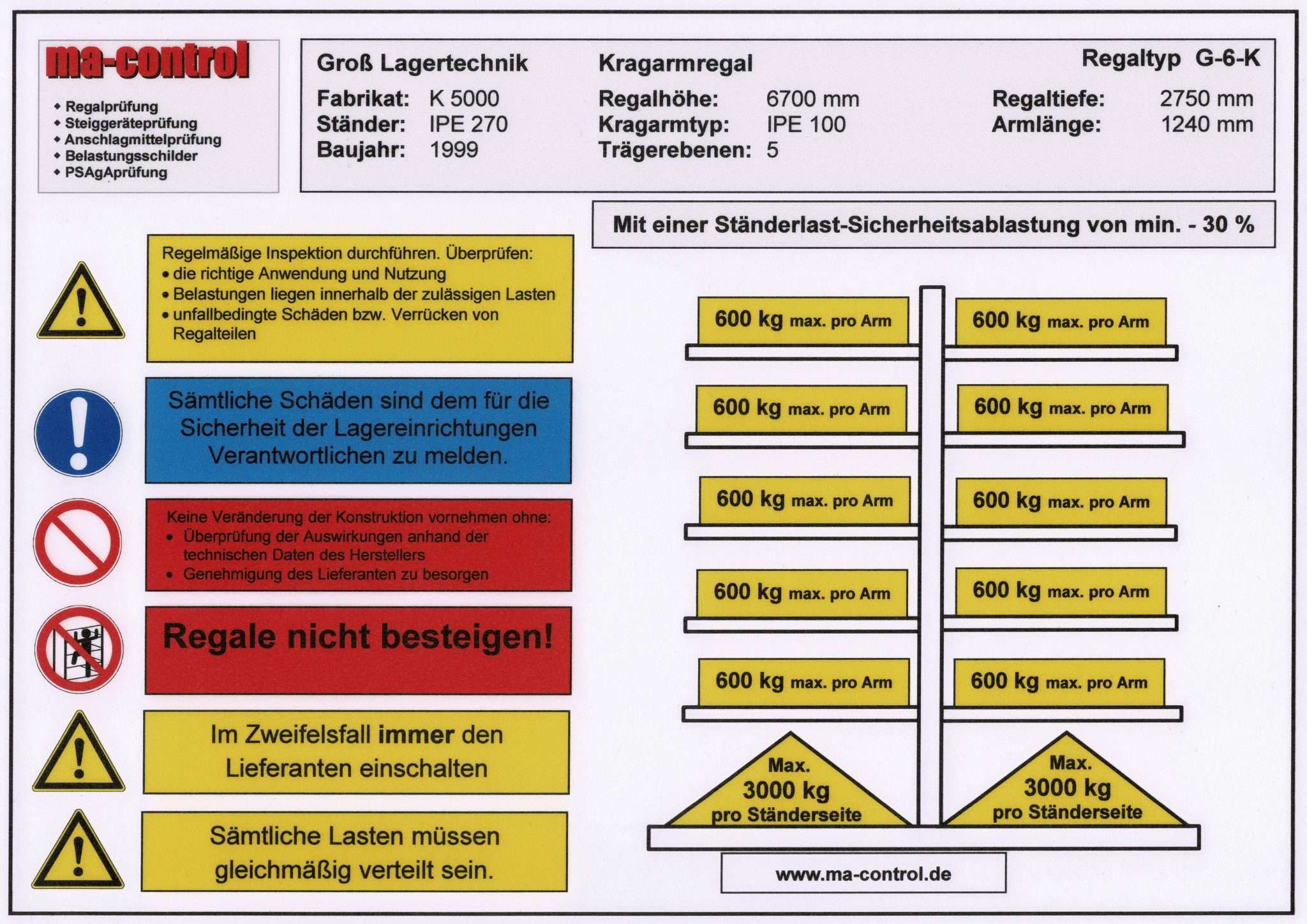 Belastungsschilder - regalpruefer24